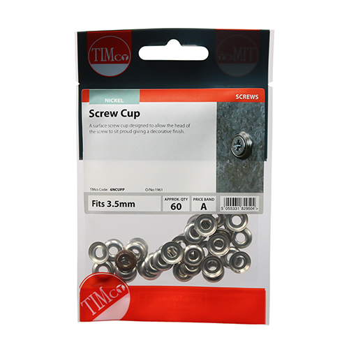 Small Nickel Surface Screw Cups|Kellaway Building Supplies